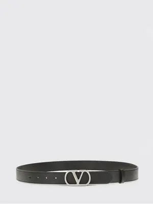 Valentino Garavani Vlogo Signature Belt In Smooth Calfskin Leather - Black