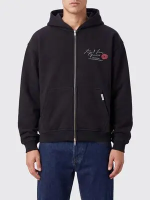 REPRESENT Zip-up Cotton Hoodie With Printed Logo And Pouch Pockets - Black