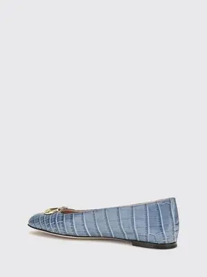 Valentino Garavani Vlogo Signature Croc-effect Leather Ballet Flats - Blue