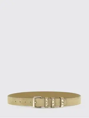 Valentino Garavani Rockstud Suede Leather Belt With Pin Buckle - Beige