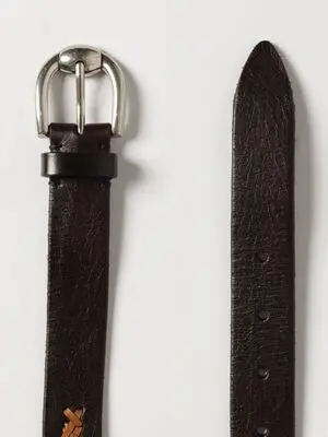Brunello Cucinelli Bicolour Woven Leather Belt With Pin Buckle Clasp