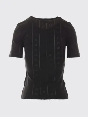 GANNI Short-sleeved Knit Top In Organic Cotton - Black