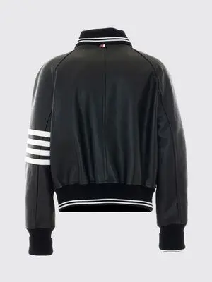Thom Browne 4-bar Cotton Bomber Jacket With Leather Details