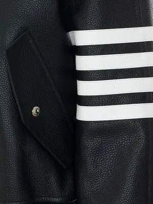 Thom Browne 4-bar Cotton Bomber Jacket With Leather Details