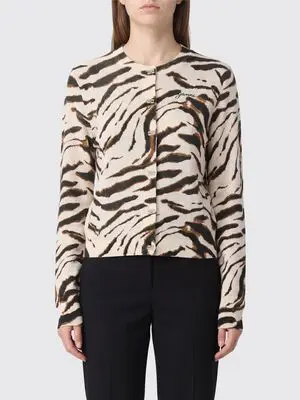 GANNI Zebra-print Organic Cotton Cardigan With Logo - Multicolor