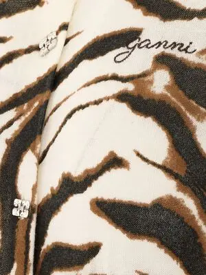 GANNI Zebra-print Organic Cotton Cardigan With Logo - Multicolor