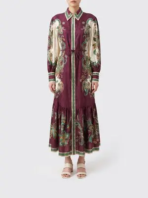ALEMAIS Long Silk-blend Shirt Dress With Ethnic Print And Balloon Sleeves - Multicolor