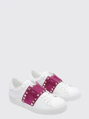 Valentino Garavani Rockstud Untitled Leather And Suede Sneakers - Fuchsia