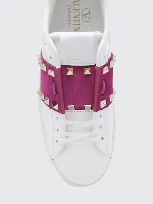 Valentino Garavani Rockstud Untitled Leather And Suede Sneakers - Fuchsia