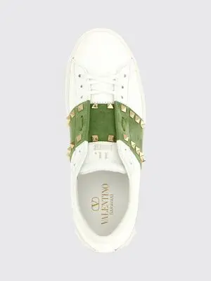 Valentino Garavani Rockstud Untitled Leather And Suede Sneakers - Green