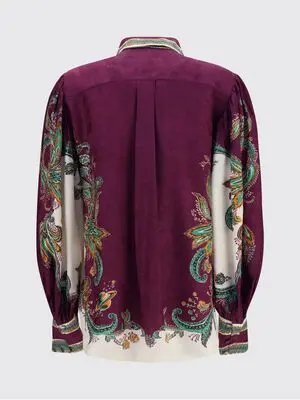 ALEMAIS Slim Fit Silk-blend Shirt With Ethnic Print And Balloon Sleeves