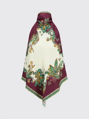 ALEMAIS Silk-blend Ethnic Print Scarf Neck Top - Multicolor