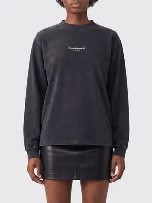 Alexander Wang Long Sleeve Cotton T-shirt With Contrast Logo - Black