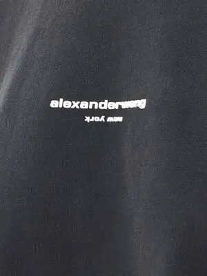 Alexander Wang Long Sleeve Cotton T-shirt With Contrast Logo - Black