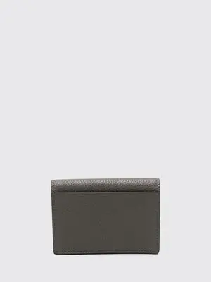 TOM FORD Calf Leather Card Holder With Flap And Snap Button Closure - Grey
