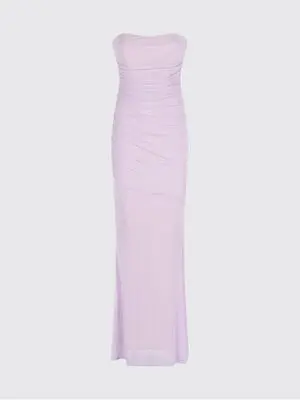 Retrofete Draped Crêpe Bustier Long Dress With Sweetheart Neckline