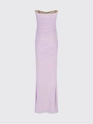 Retrofete Draped Crêpe Bustier Long Dress With Sweetheart Neckline