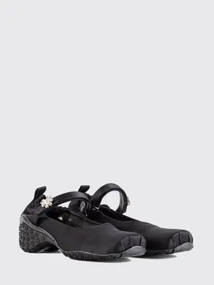 Simone Rocha Embellished Satin Mary Jane Ballet Flats - Black