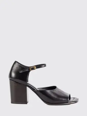 LEMAIRE High Heel Leather Mules With Adjustable Ankle Strap - Black