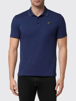 Philipp Plein Short-sleeve Cotton Polo Shirt With Skull Print And Logo - Turquoise