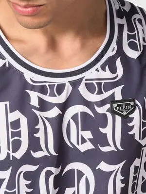 Philipp Plein Gothic Print Cotton Vest - Blue