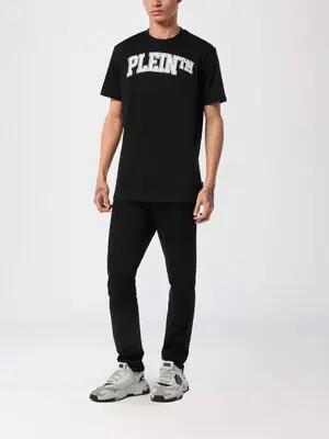 Philipp Plein Cotton T-shirt With Contrasting Lettering Logo Print On The Front - Black