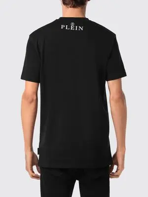 Philipp Plein Cotton T-shirt With Contrasting Lettering Logo Print On The Front - Black