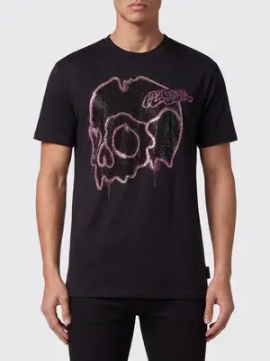 Philipp Plein Rhinestone Skull Logo Cotton Crew Neck T-shirt - Black