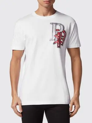 Philipp Plein Cotton T-shirt With Graphic Print And Contrast Back Logo - White