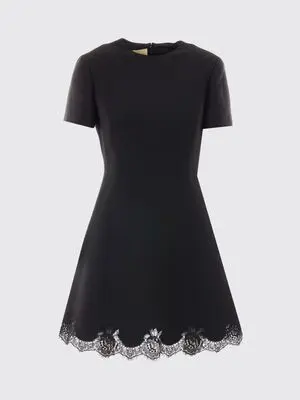 Valentino Garavani Lace-insert Wool And Silk Mini Dress - Black