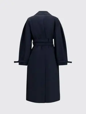 GANNI Long Double-breasted Studded Cotton Trench Coat