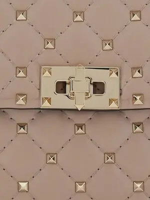Valentino Garavani Rockstud Spike Mini Handbag In Quilted Nappa With Studs - Pink