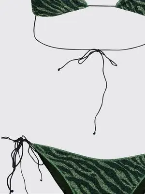 Oseree Zebra Print Lurex Triangle Bikini - Green