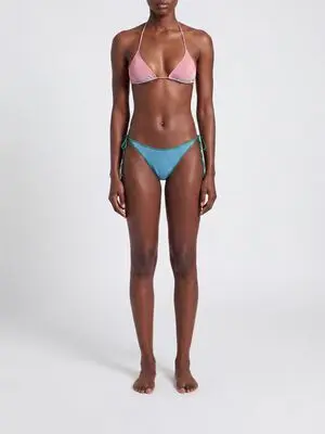 Oseree Zebra Print Lurex Triangle Bikini - Pink
