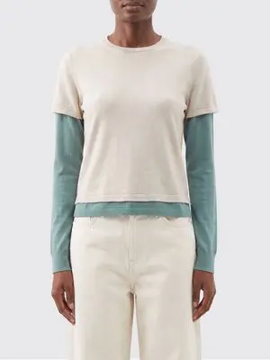 Guest In Residence Long-sleeved Bicolor T-shirt In Cotton And Cashmere - Cream
