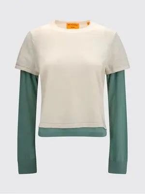 Guest In Residence Long-sleeved Bicolor T-shirt In Cotton And Cashmere - Cream