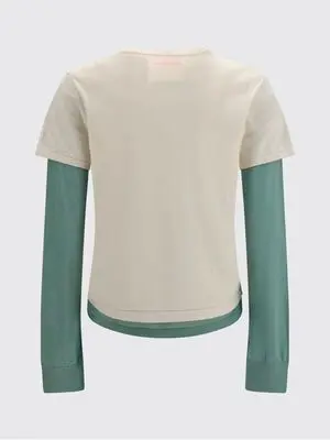 Guest In Residence Long-sleeved Bicolor T-shirt In Cotton And Cashmere - Cream
