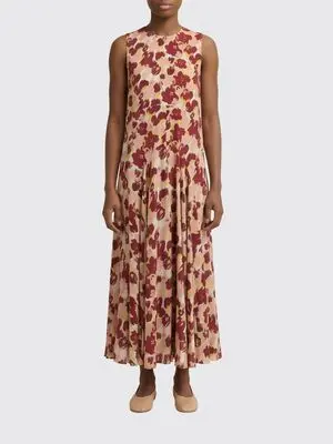 Marni A-line Midi Dress In Silk With Floral Print And Off-the-shoulder Design - Multicolor
