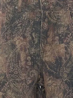 Liu Jo High-waisted Wide Leg Jeans In Cotton Denim With Paisley Print