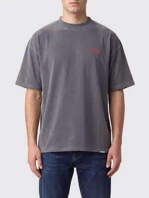 REPRESENT Crew Neck Cotton T-shirt With Contrast Logo - Grey