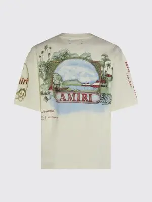 Amiri Cotton T-shirt With Vintage Graphic Print And Contrasting Logo - Ivory