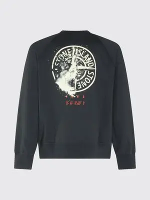 Stone Island Crewneck Sweatshirt With Printed Compass Logo - Navy