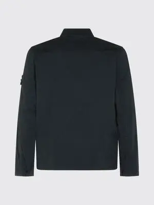 Stone Island Slim Fit Cotton Twill Shirt Jacket With Compass Logo - Navy