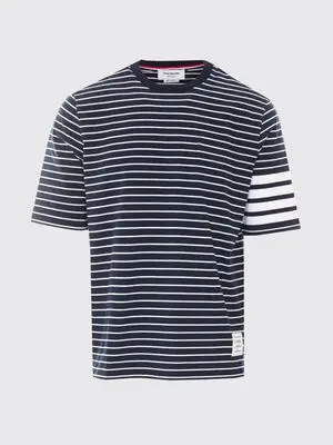 Thom Browne Striped Cotton T-shirt With Pocket And 4-bar Stripes