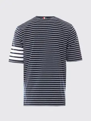Thom Browne Striped Cotton T-shirt With Pocket And 4-bar Stripes