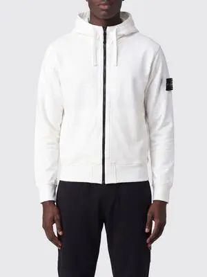Stone Island Organic Cotton Zip-up Hoodie With Compass Logo - Ivory