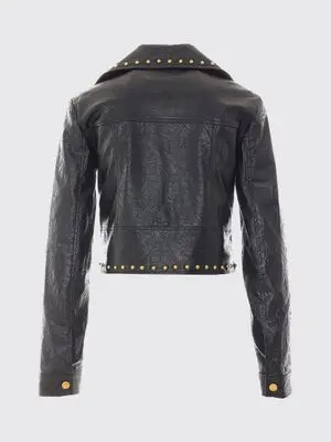 Michael Kors Cropped Studded Faux Leather Biker Jacket
