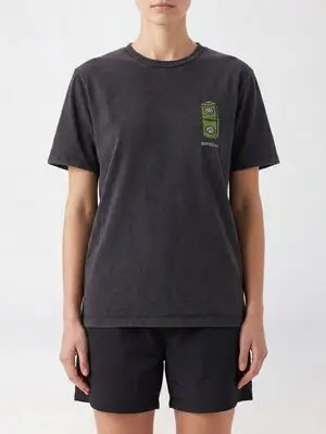 11:11 L.U.C.K. 11:11 L. U.c. K. Slogan Print Crewneck Cotton T-shirt - Black