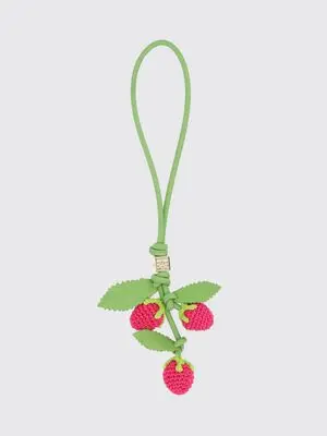 GANNI Strawberry Recycled Leather And Crochet Keychain With Engraved Logo