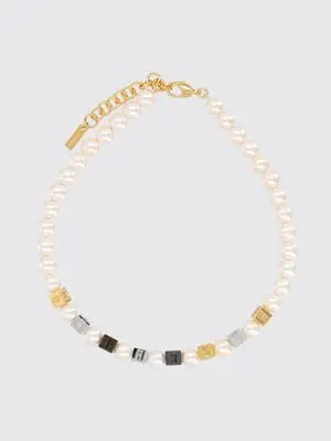 Moschino Metal Choker Necklace With Faux Pearls And Crystals